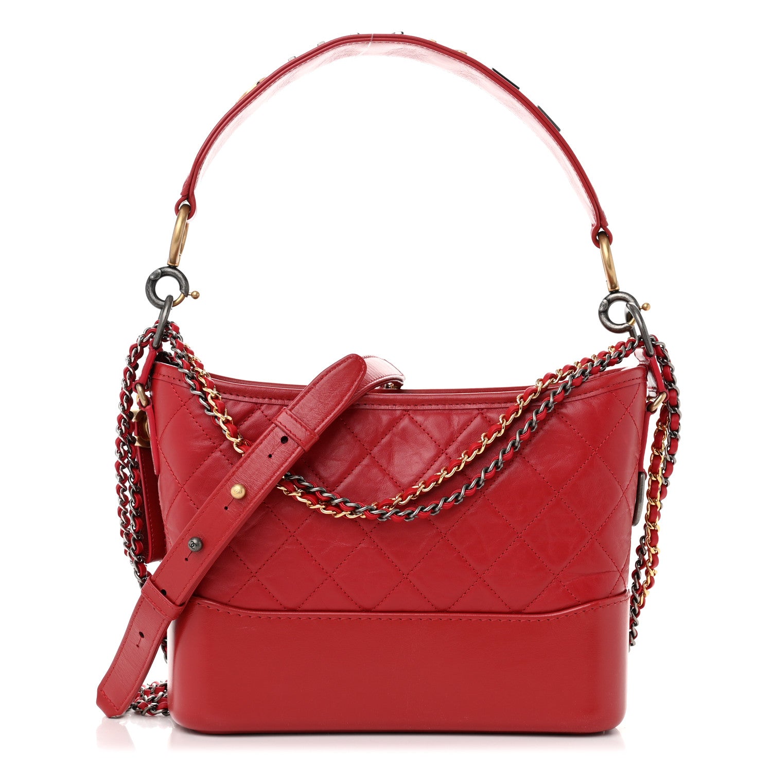 Chanel Aged Smooth Calfskin Quilted Medium Gabrielle Logo Hobo Red ...