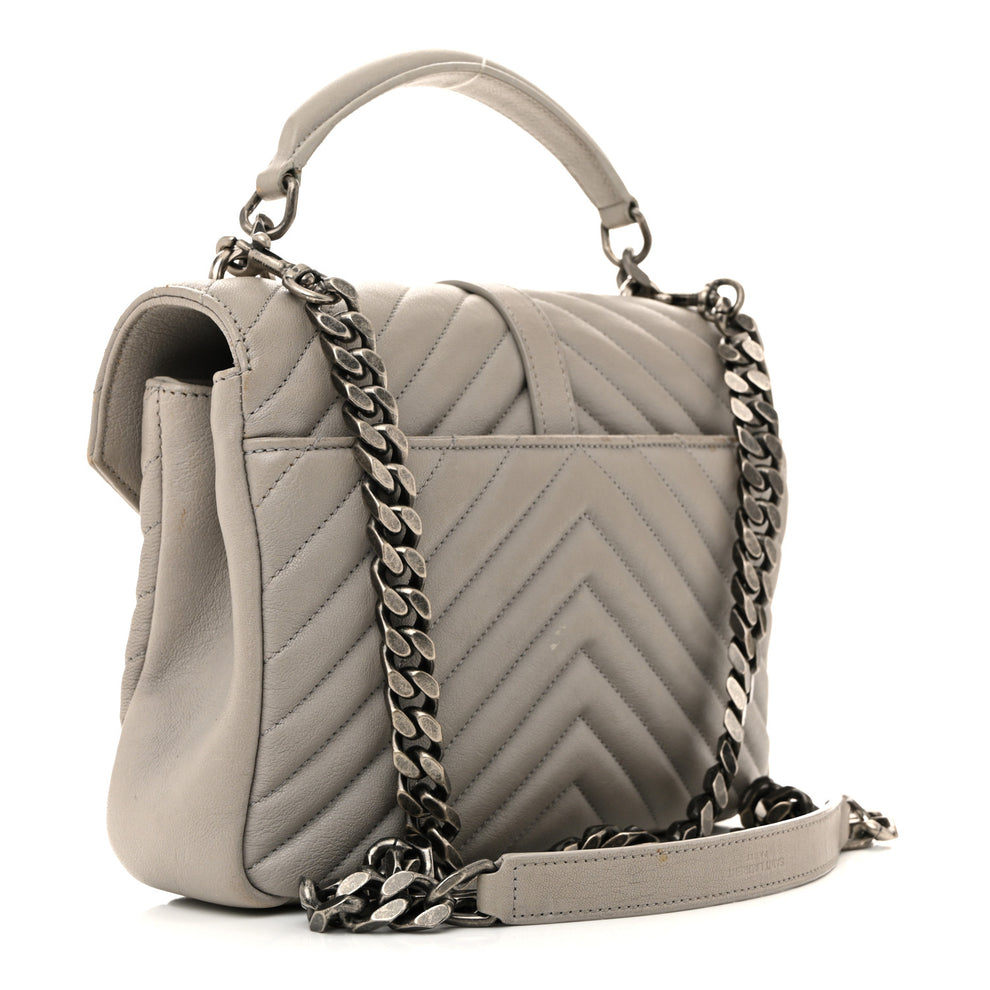 Saint Laurent Sheepskin Matelasse Chevron Monogram Medium College Bag ...