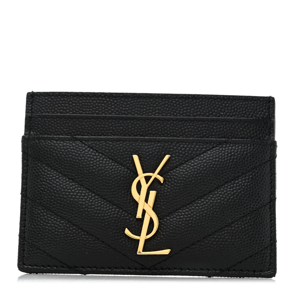 Saint Laurent Grain De Poudre Matelasse Chevron Monogram Credit Card ...