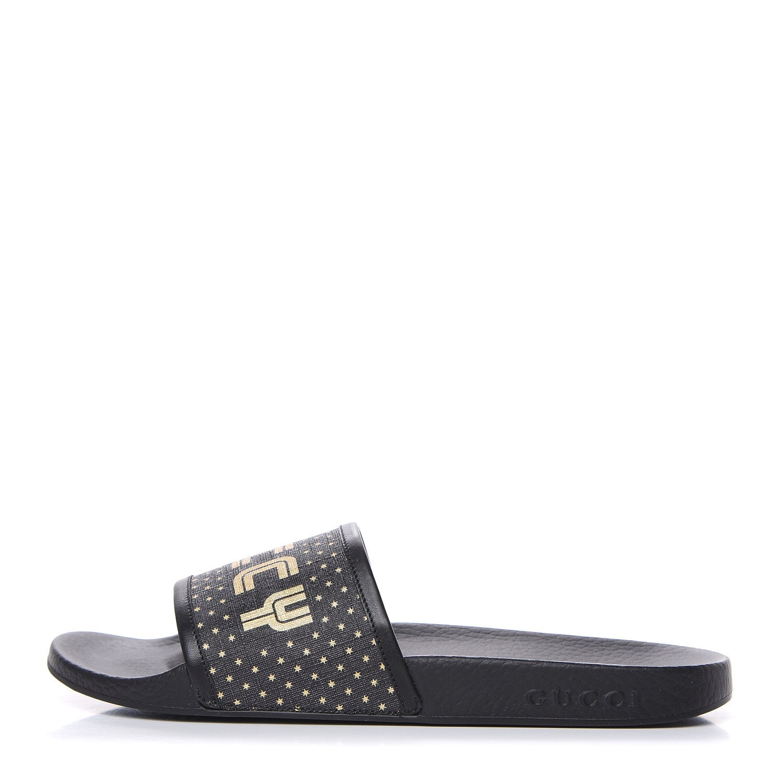 Gucci X SEGA Supreme Canvas GUCCY Stars Womens Slide Sandals 40 Black ...