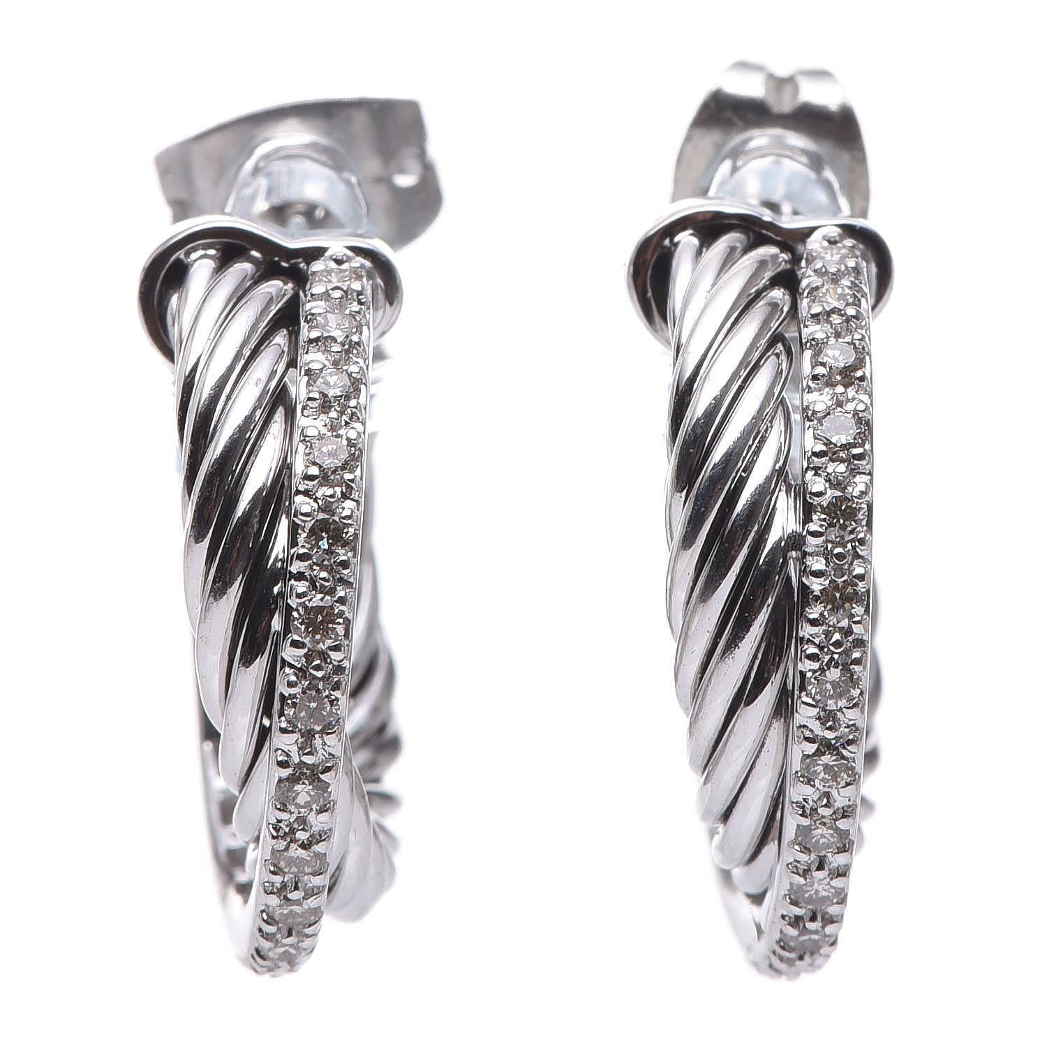 David Yurman Sterling Silver 14K White Gold Diamond Small Crossover ...