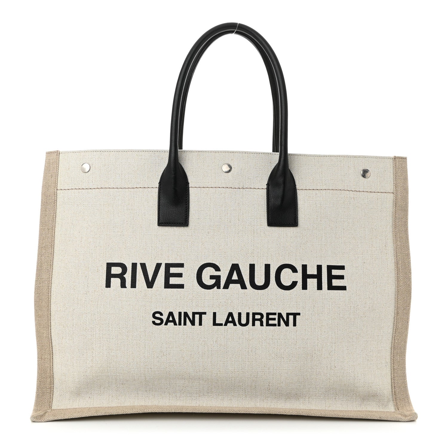 Saint Laurent Linen Calfskin Rive Gauche Tote Optic White 1756041 ...