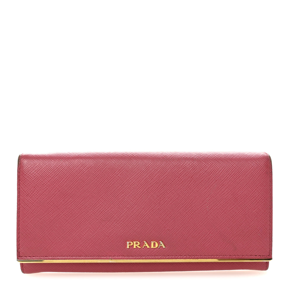 Prada Saffiano Metal Continental Flap Wallet Peonia 1844908 – FASHIONPHILE