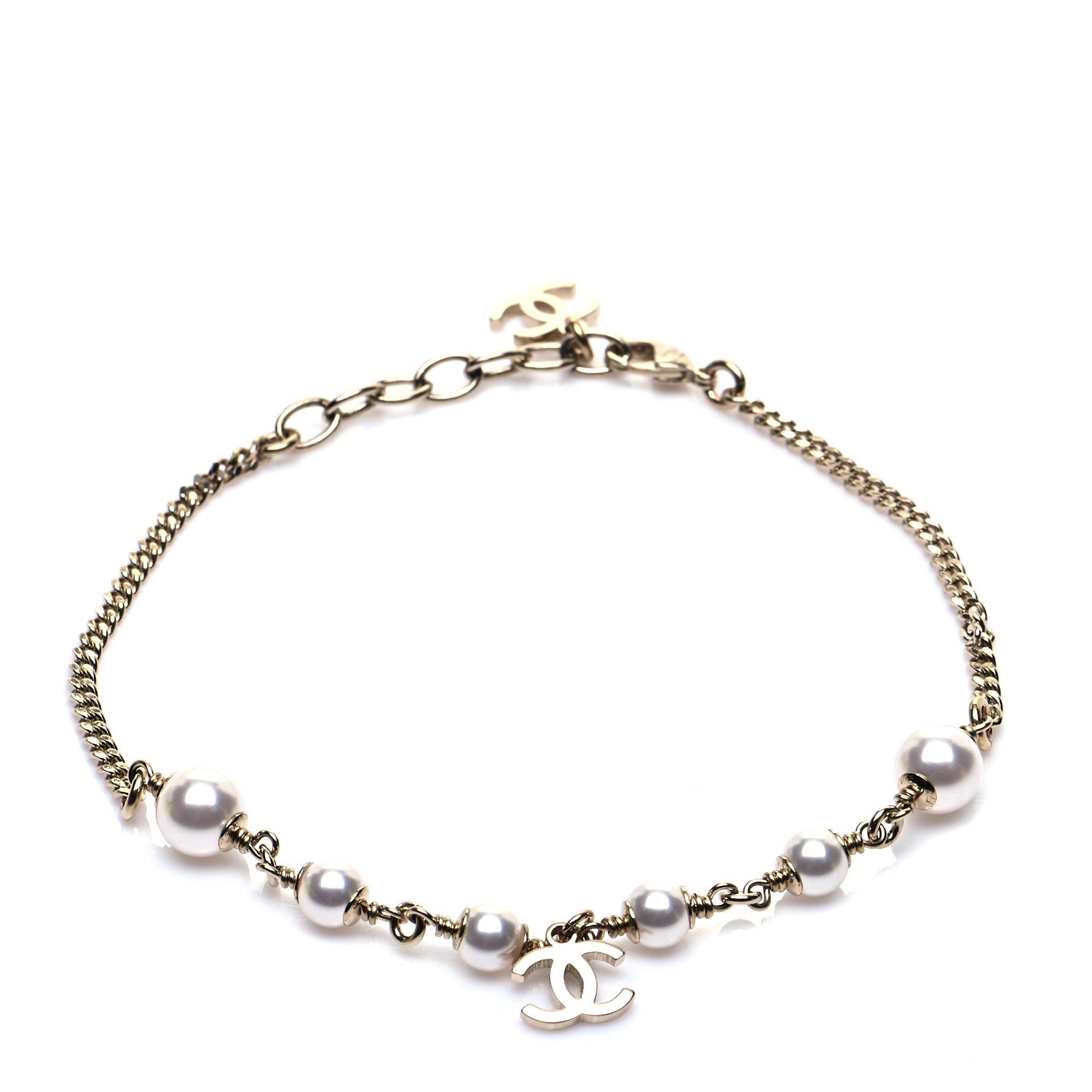 Chanel Pearl CC Chain Anklet Gold Pearly White 818227 – FASHIONPHILE