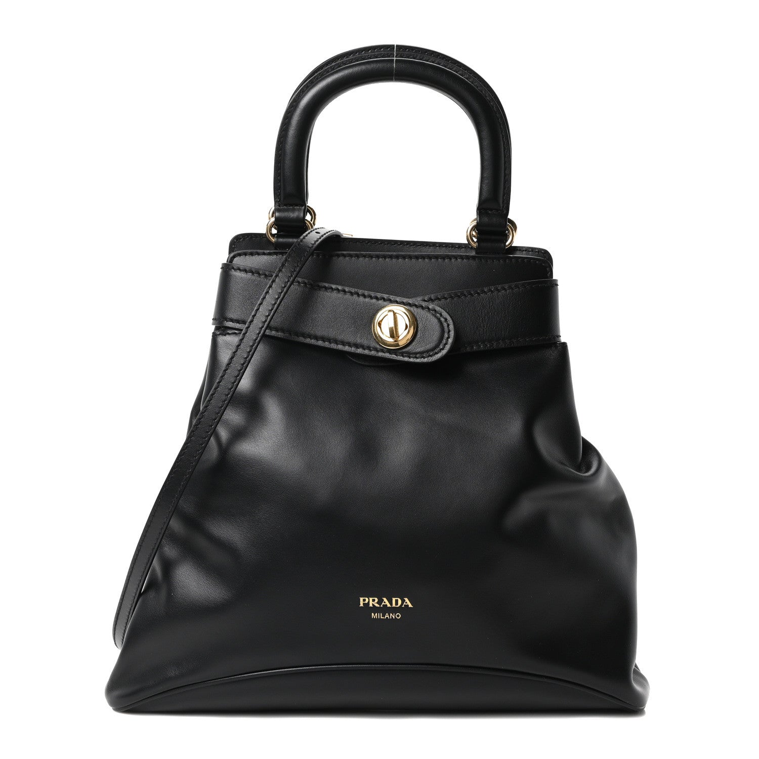 Prada Soft Calf Carey Medium Bucket Bag Black 1787612 – FASHIONPHILE