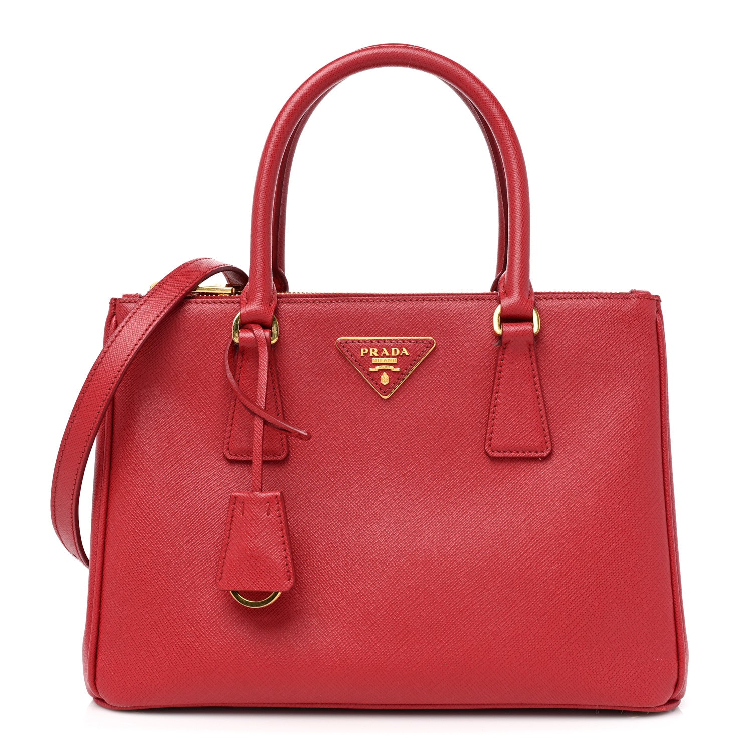 Prada Saffiano Small Galleria Double Zip Tote Fuoco 1133208 – FASHIONPHILE