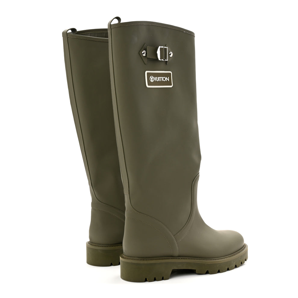 Louis Vuitton Rubber Calfskin Territory Flat High Boots 41 Khaki ...