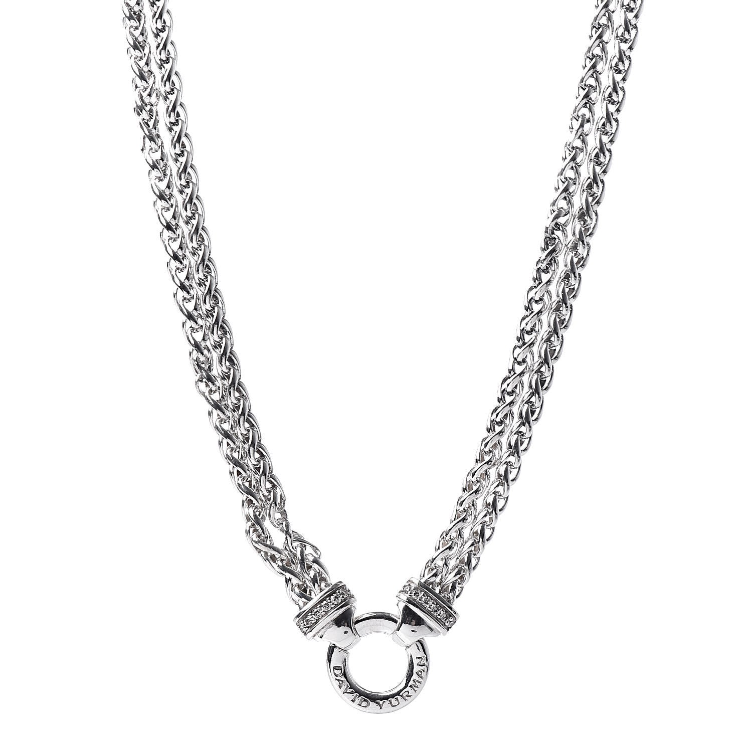 David Yurman Sterling Silver Diamond 18mm Double Wheat Chain Necklace ...