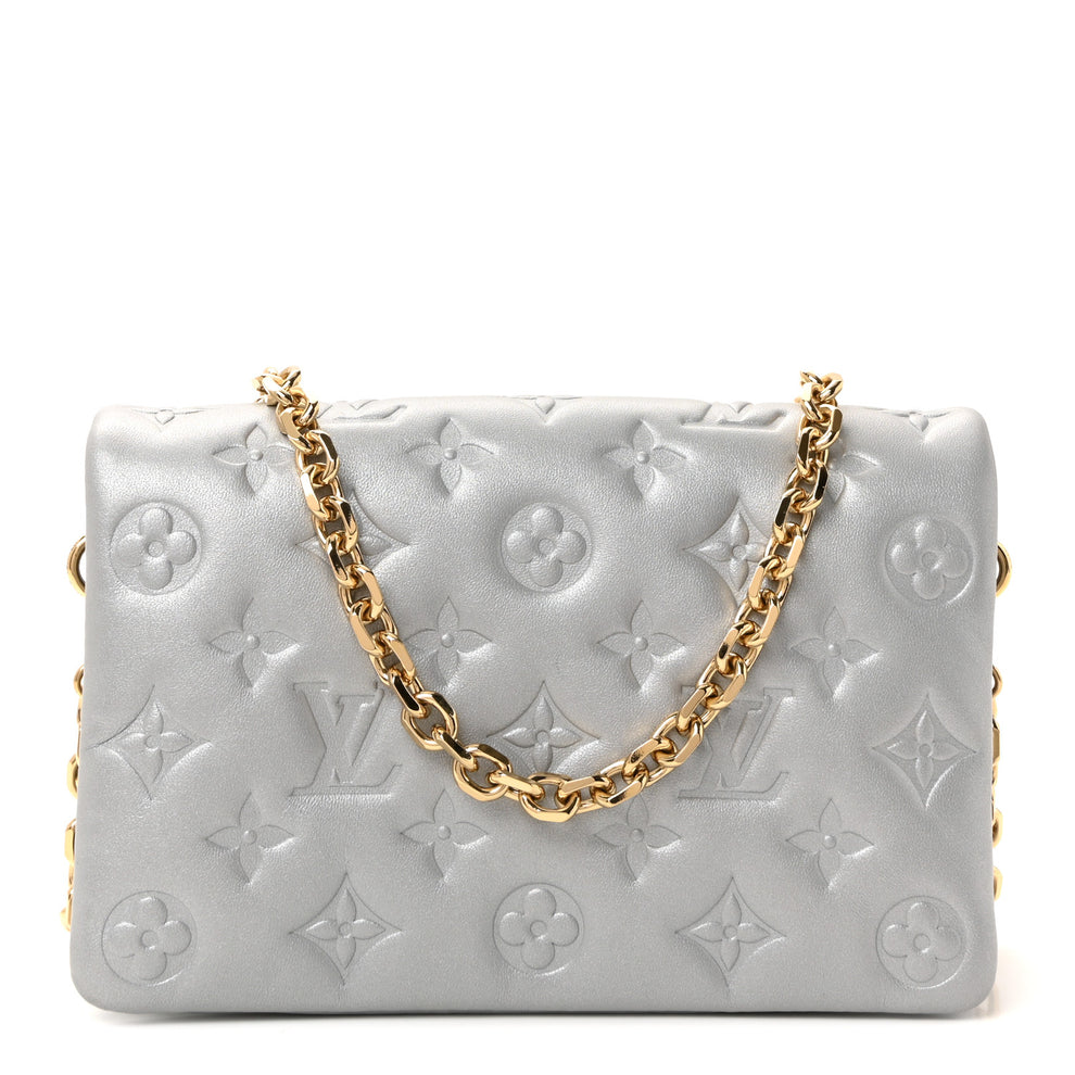 Louis Vuitton Metallic Lambskin Embossed Monogram Pochette Coussin ...