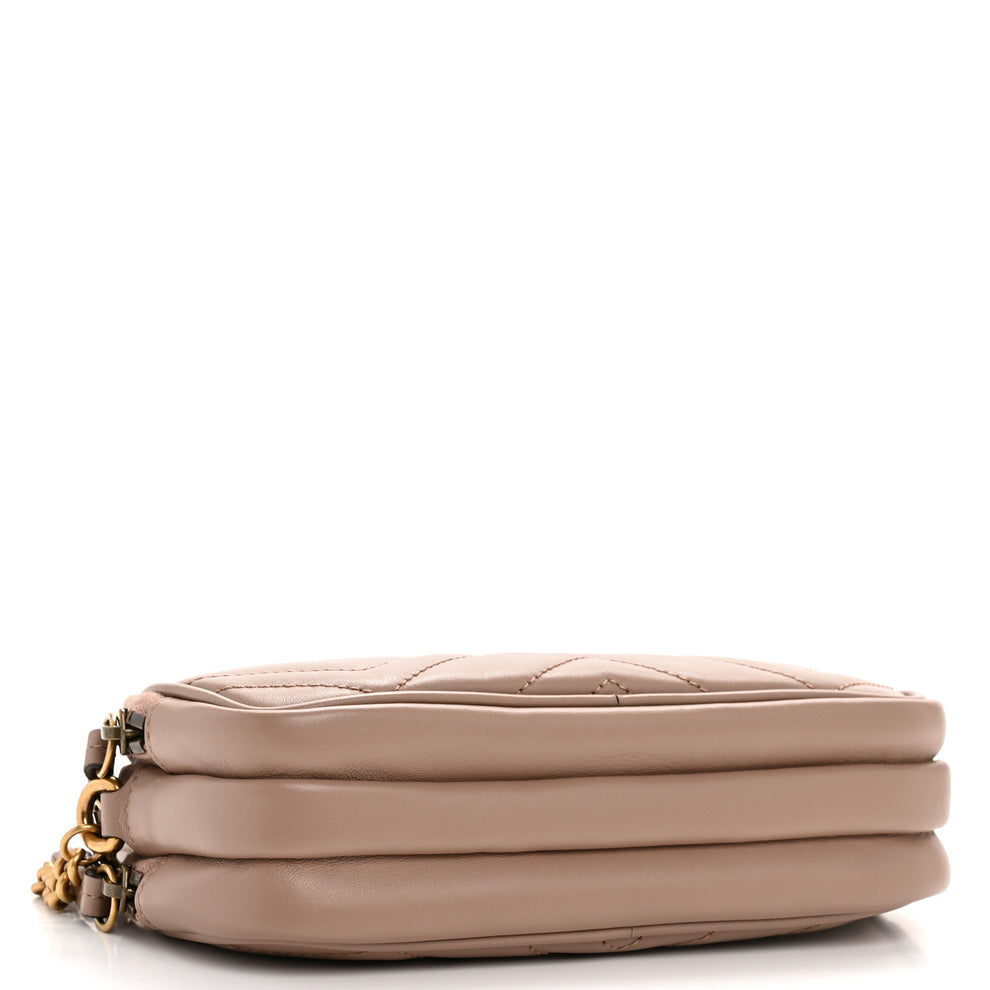 Gucci Calfskin Matelasse Mini GG Marmont Chain Crossbody Bag Porcelain ...