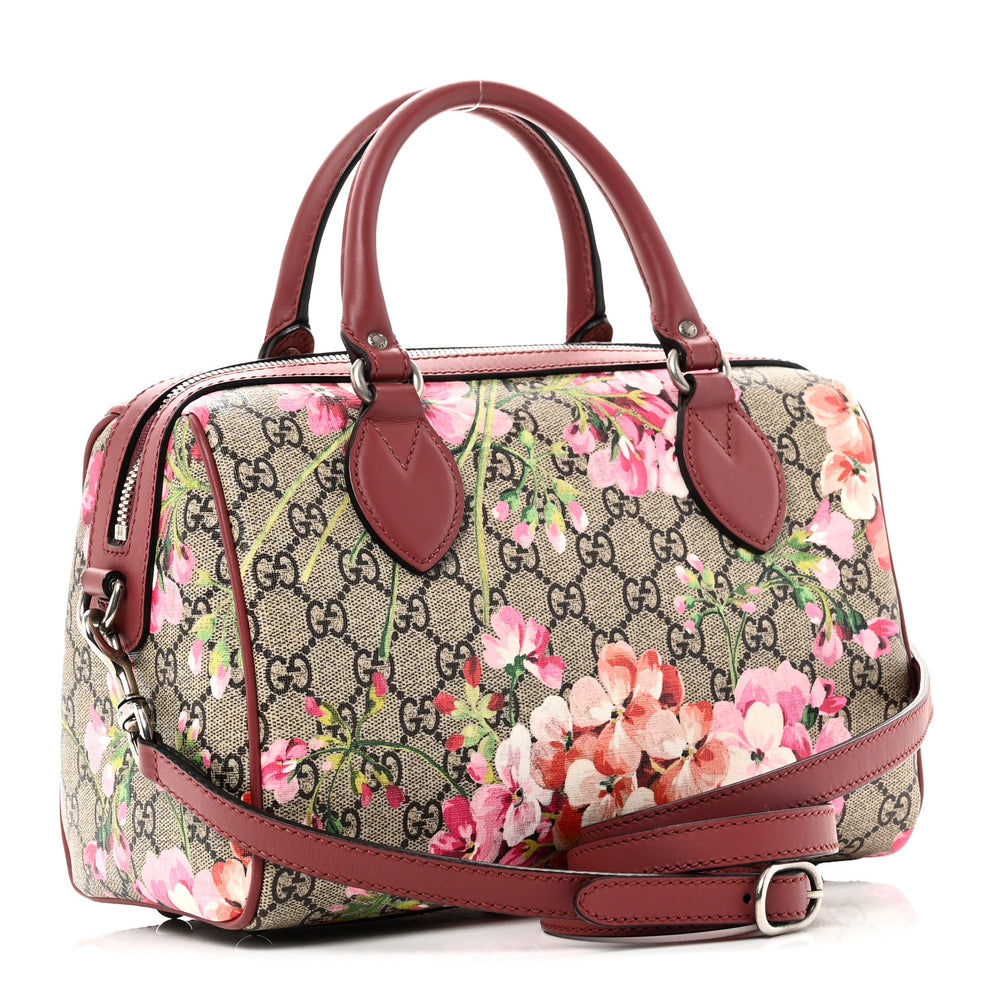 Gucci GG Supreme Monogram Blooms Small Boston Beige Multicolor Dry Rose ...