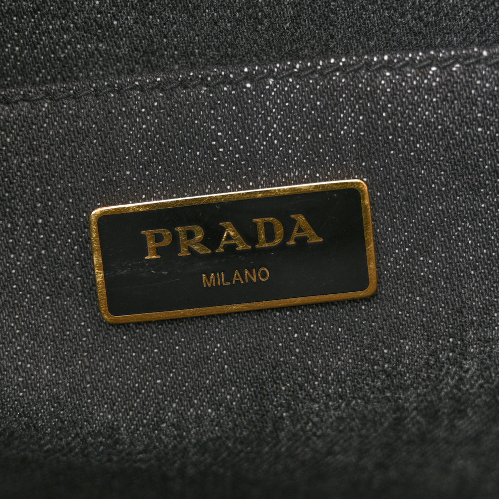 Prada Denim Small Logo Tote Black 1788839 – FASHIONPHILE