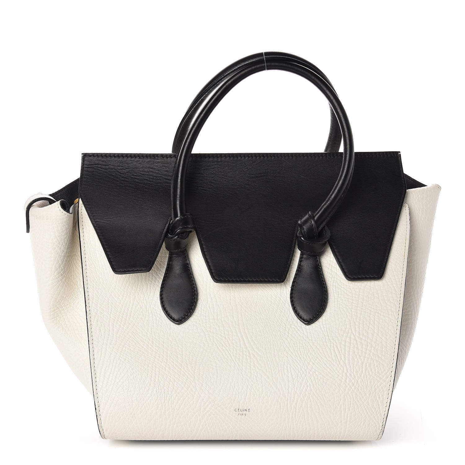 Celine Elephant Calfskin Mini Bi-Color Tie Knot Tote White Black 439331 ...