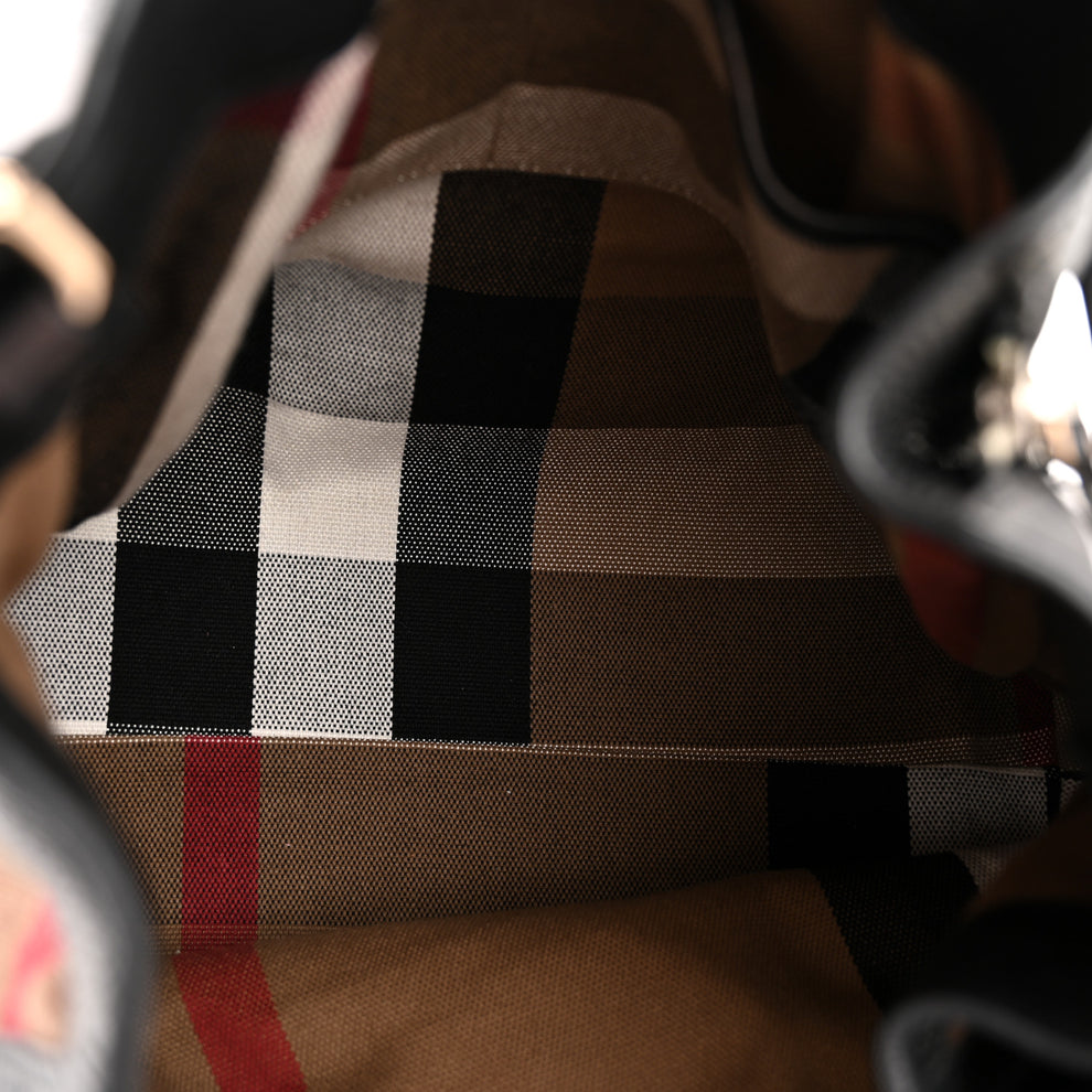 Burberry Grainy Calfskin House Check Medium Maidstone Black 1785749 ...