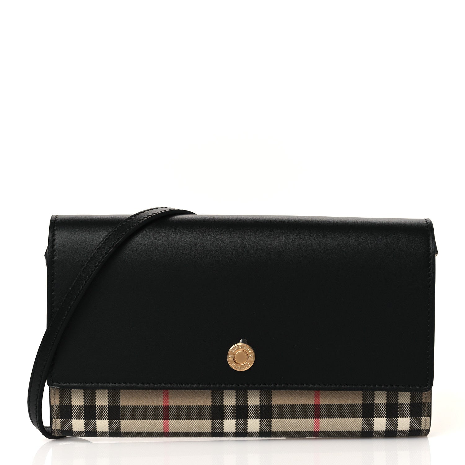 Burberry Calfskin Vintage Check Hannah Wallet with Detachable Strap ...