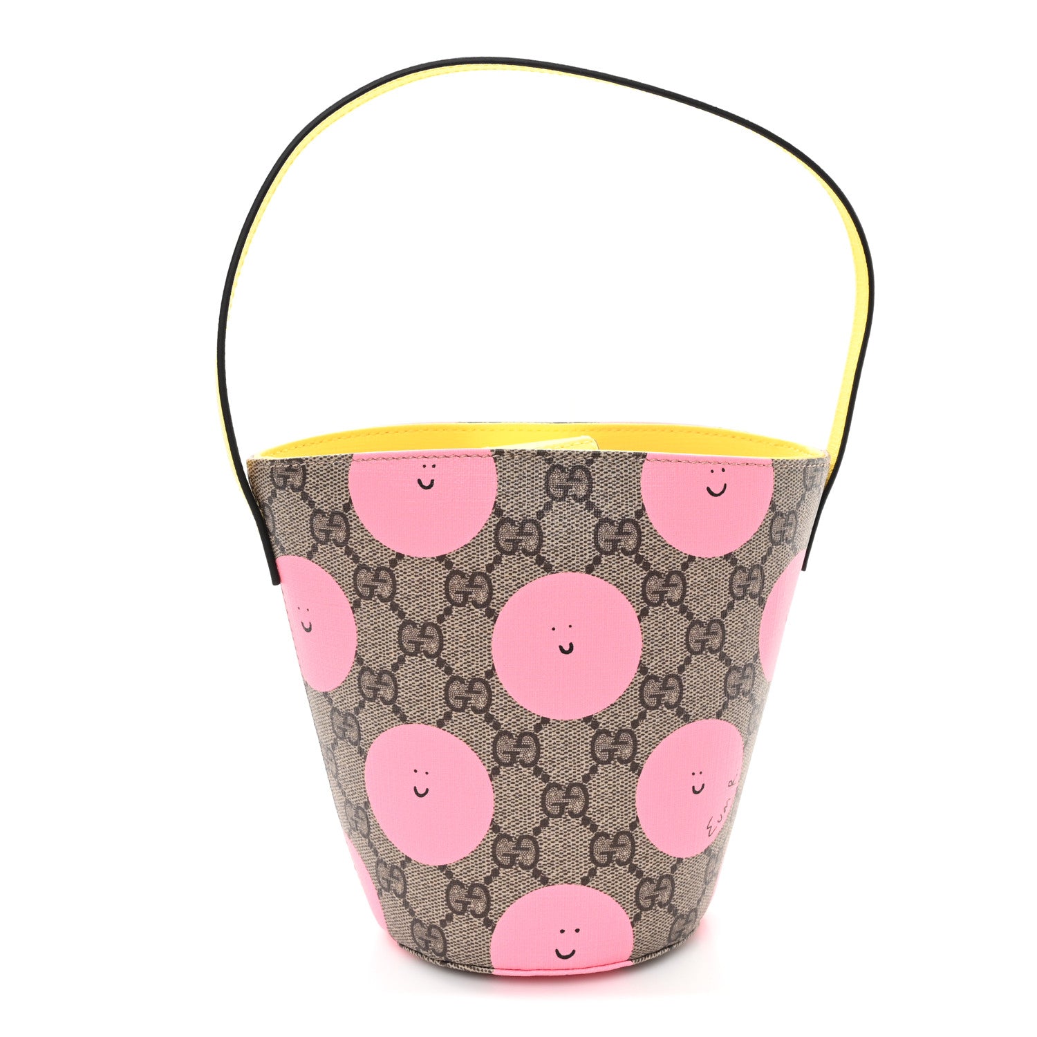 Gucci GG Supreme Monogram Childrens Printed Smile Bucket Bag Beige Dark ...