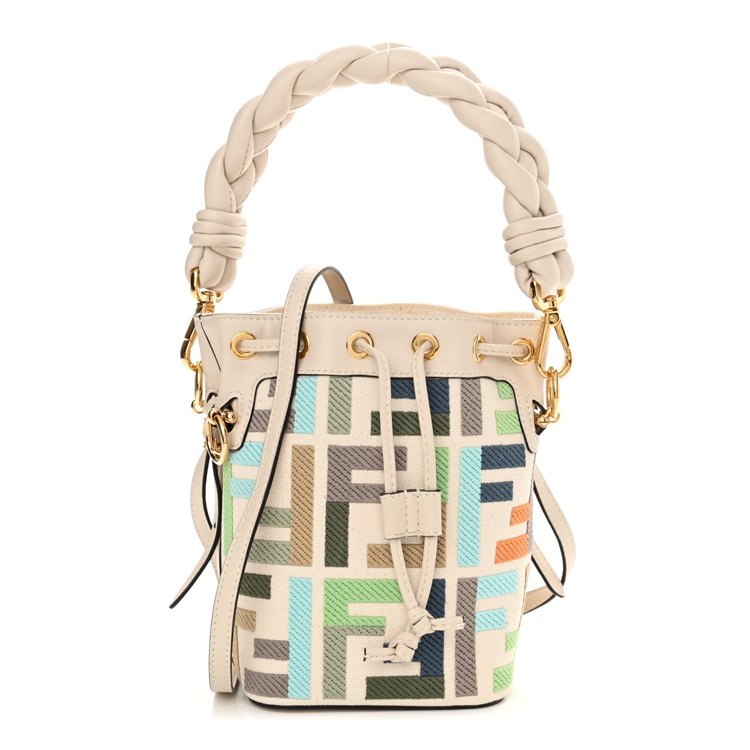 Fendi Canvas Vitello Grace F is Fendi FF Multicolor Embroidered Mini ...