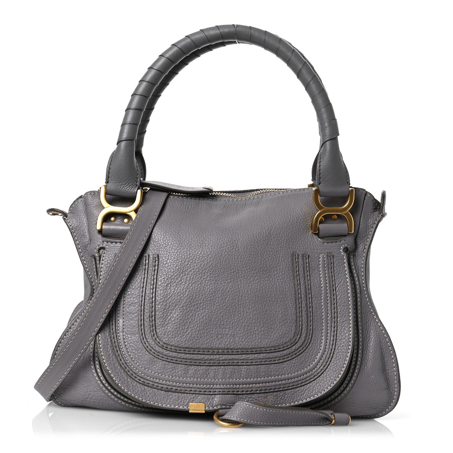 Chloe Calfskin Medium Marcie Saddle Shoulder Bag Cashmere Grey 1646091 ...