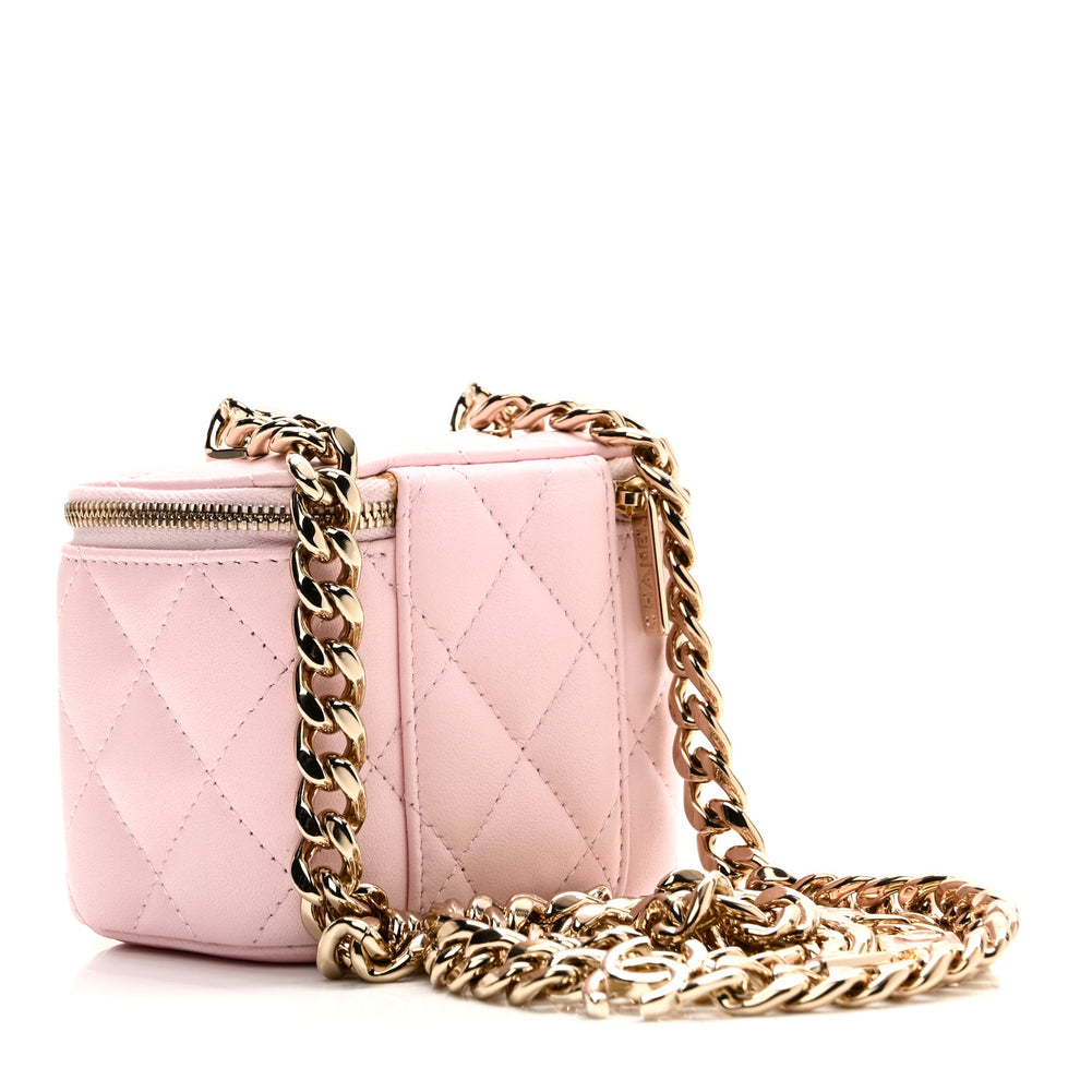 Chanel Lambskin Quilted Enamel Coco Mini Vanity Case With Chain Pink ...