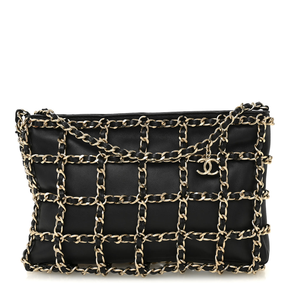 Chanel Lambskin Chain Frame Shoulder Bag Black 1871460 – FASHIONPHILE
