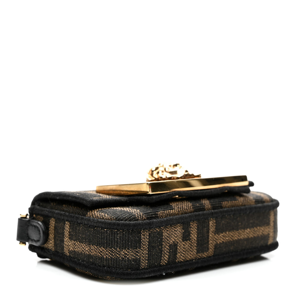 Fendi X VERSACE Fabric Jacquard Fendace FF Nano Brooch Baguette Tobacco ...