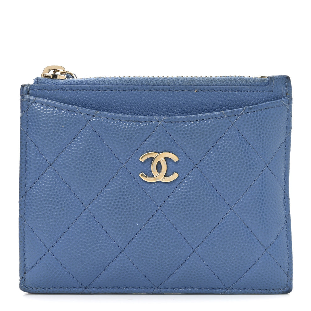 Chanel Caviar Quilted CC Zip Card Holder Blue 1782820 – FASHIONPHILE