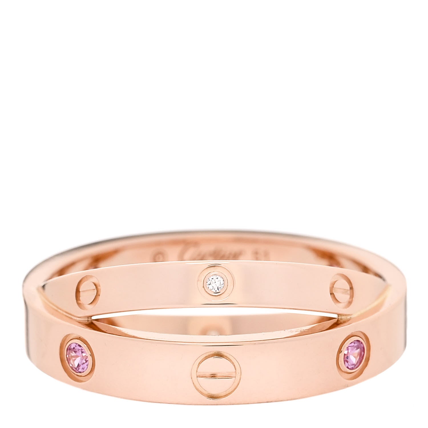 Cartier 18K Pink Gold Diamond Pink Sapphire LOVE Ring 51 5.75 1287277 ...