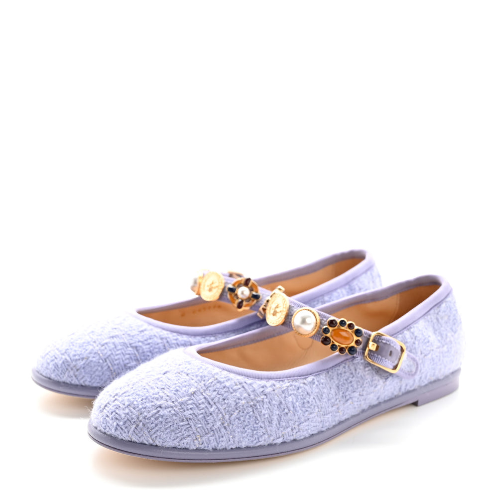 Chanel Wool Tweed Patent Mary Jane Flats 39 Lilac 1631767 – FASHIONPHILE