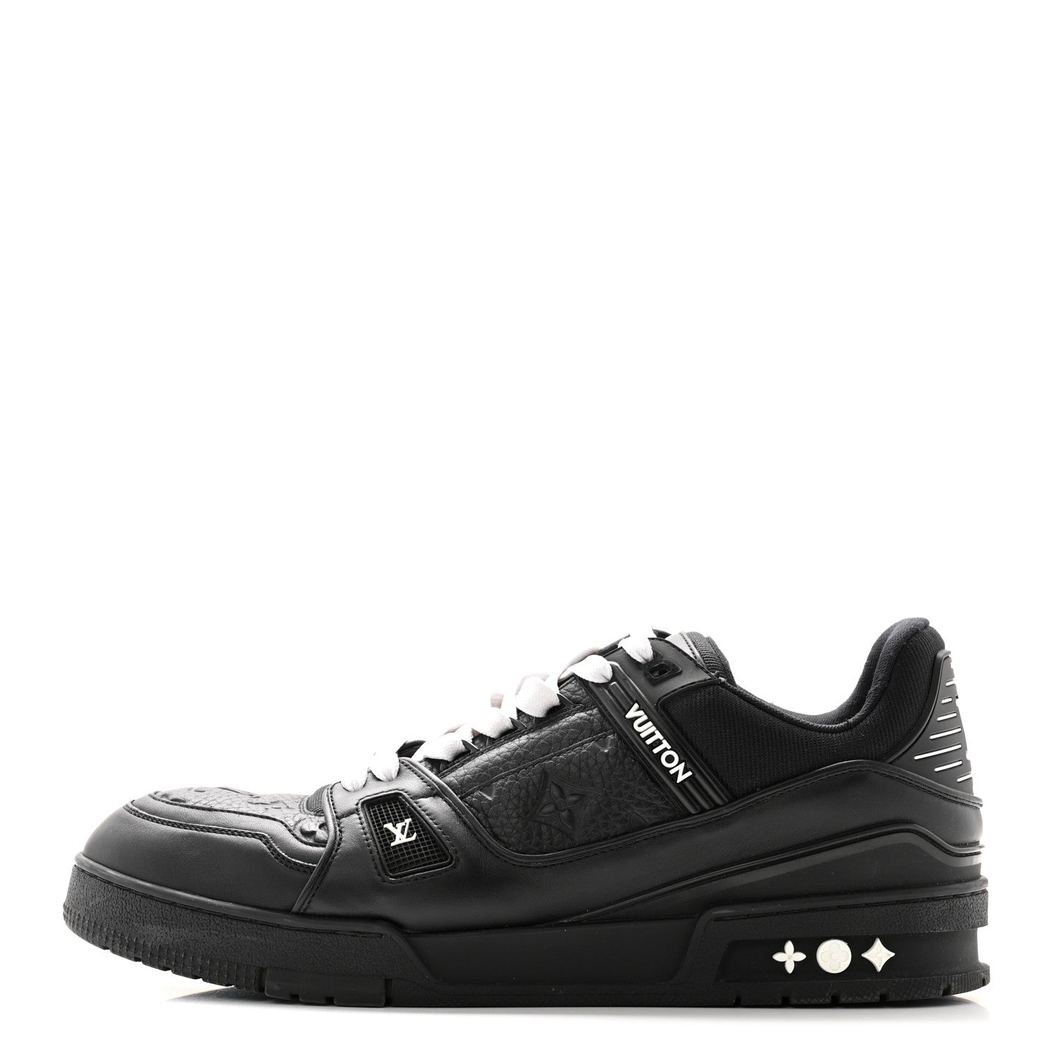 Louis Vuitton Calfskin Monogram Mens LV Trainer Sneakers 9 Black ...