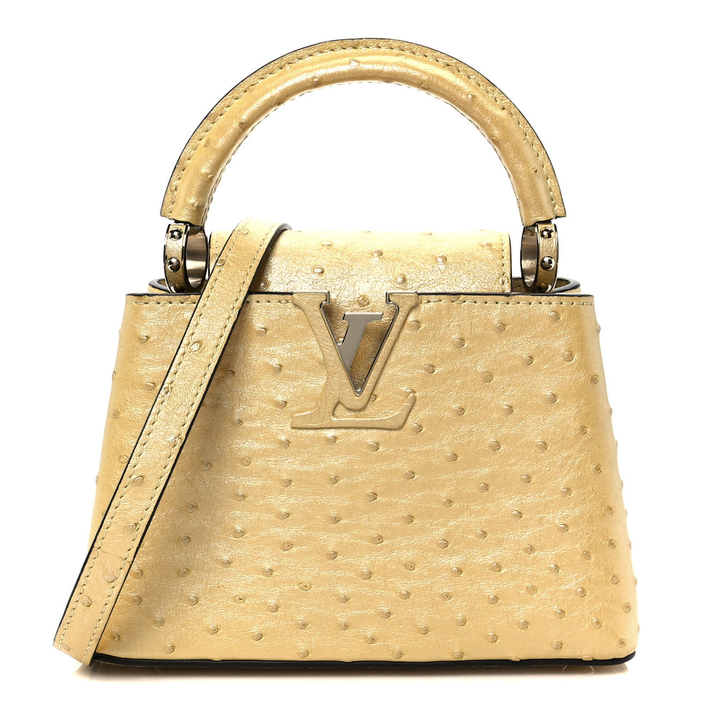 Louis Vuitton Iridescent Ostrich Capucines Mini Yellow 1779175 ...