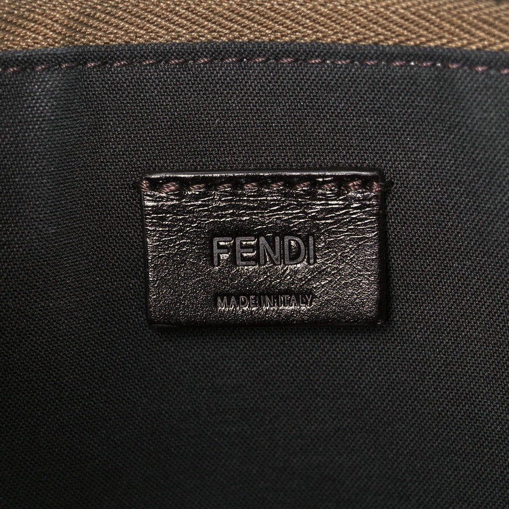 Fendi Vitello King Jacquard FF 1974 Medium Flat Pouch Tobacco Moro Sand ...