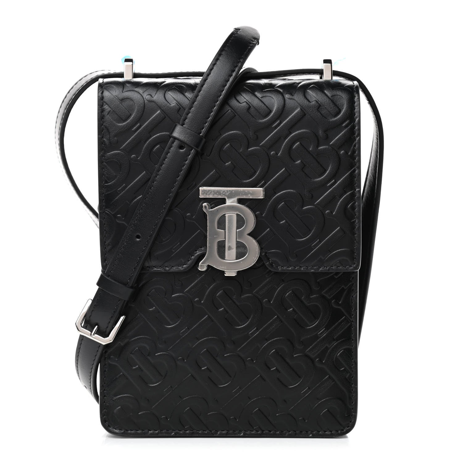 Burberry Calfskin Embossed Monogram TB Robin Bag Black 850905 ...