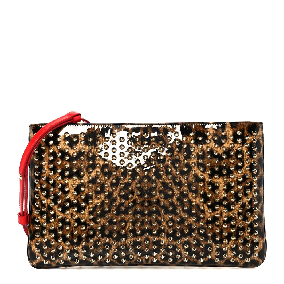 Christian Louboutin Patent Leopard Print Loubiposh Spiked Crossbody ...