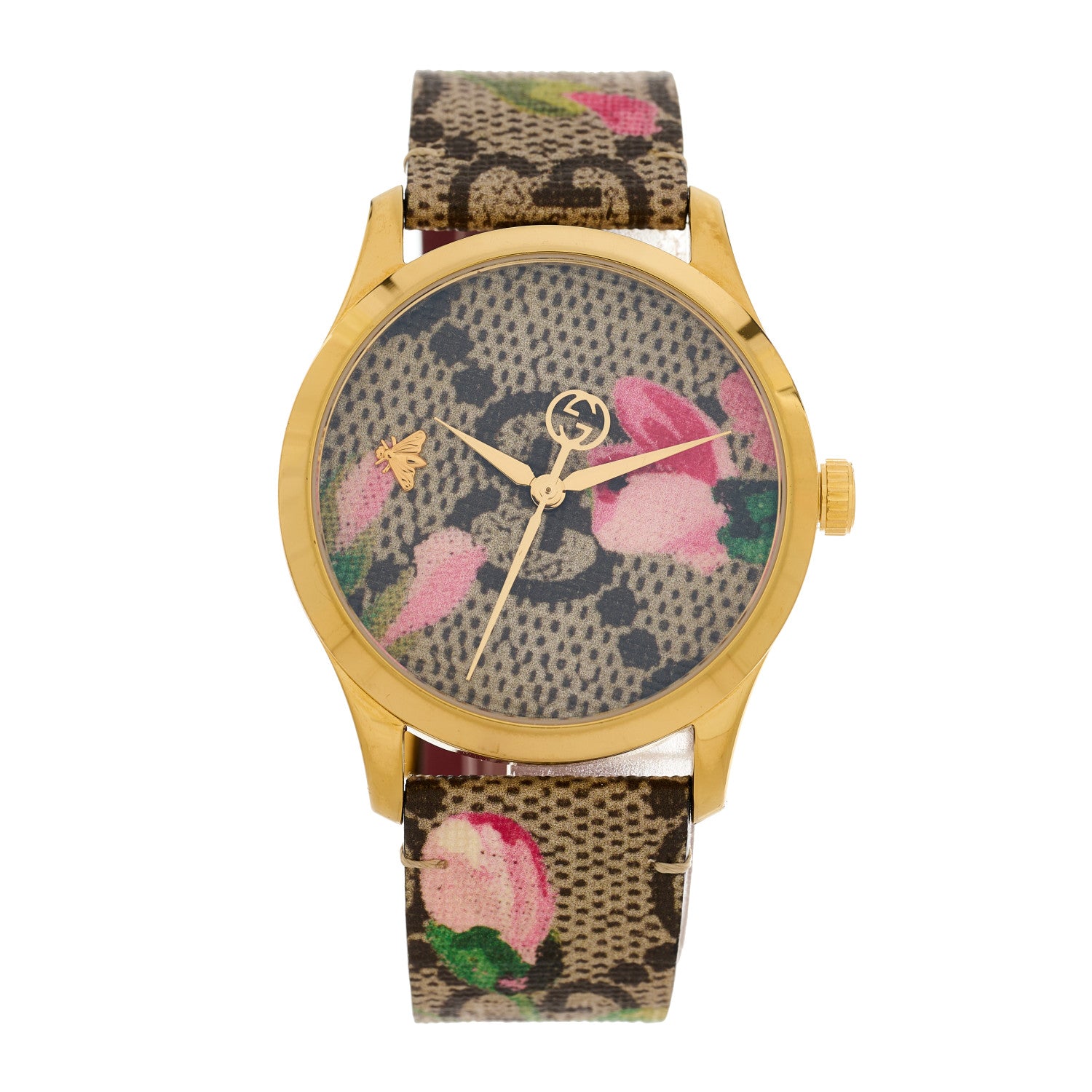 Gucci Stainless Steel Canvas 38mm G-Timeless Supreme GG Blooms Quartz ...