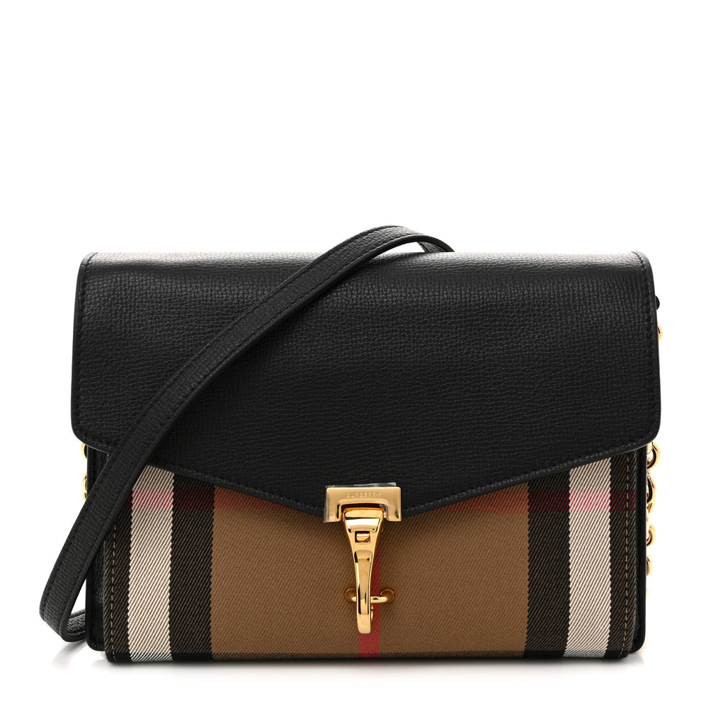 Burberry Derby Calfskin House Check Small Macken Crossbody Bag Black ...