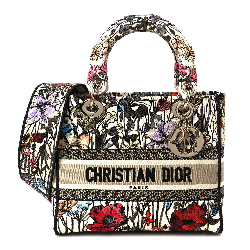 Christian Dior Canvas Embroidered Mille Fleurs Medium Lady D-Lite ...