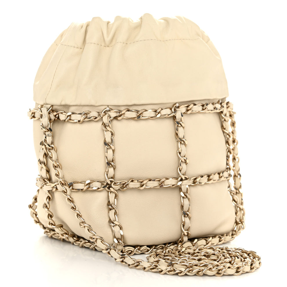 Chanel Lambskin Bucket Chain Drawstring Bag Beige 1612790 – FASHIONPHILE