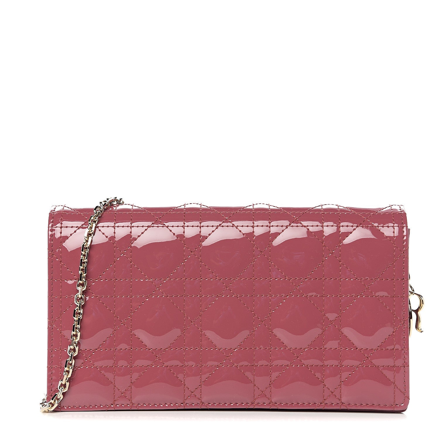 Christian Dior Patent Cannage Lady Dior Clutch Mallow Rose 555135 ...