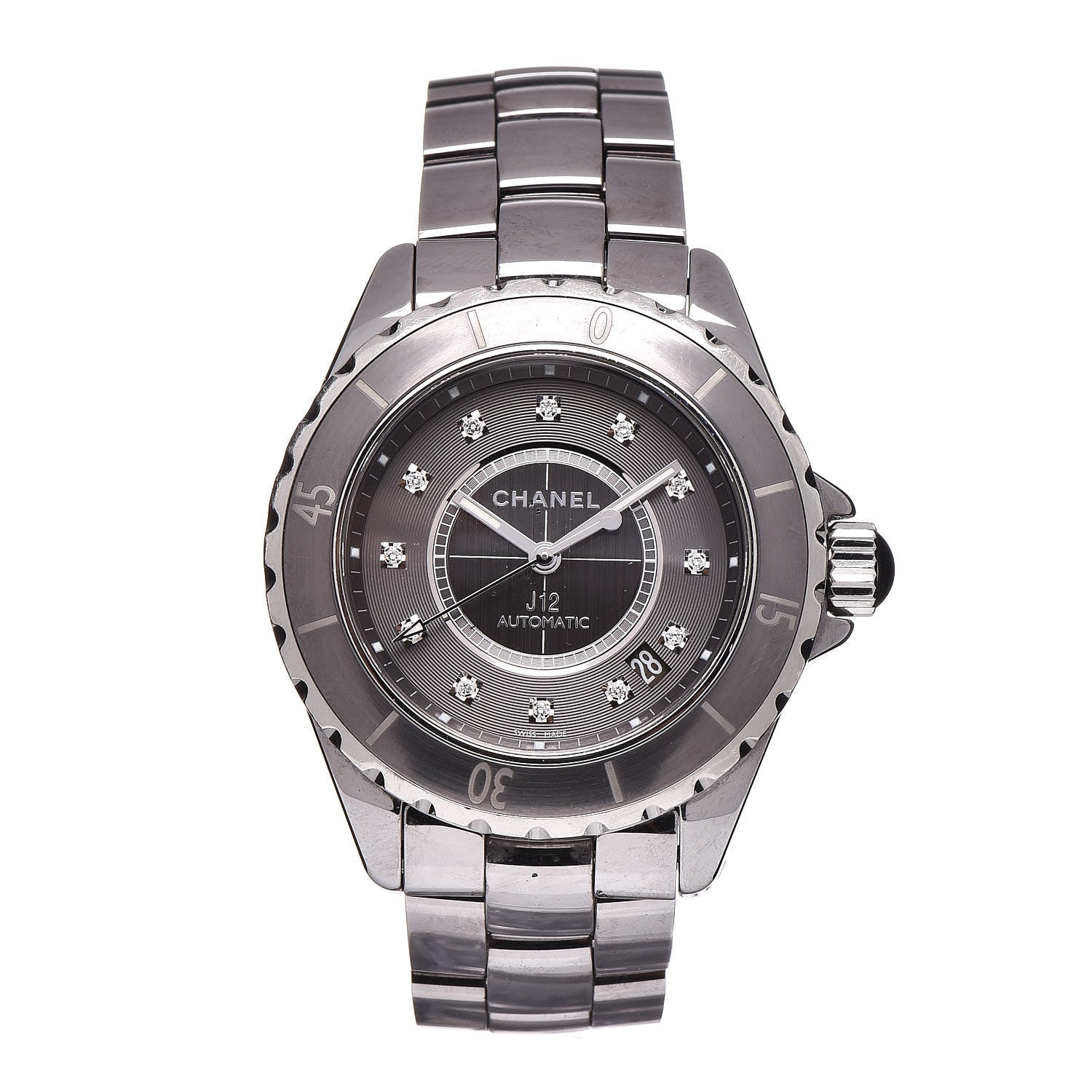 Chanel Titanium Ceramic Diamond 38mm J12 Automatic Watch 383616 ...