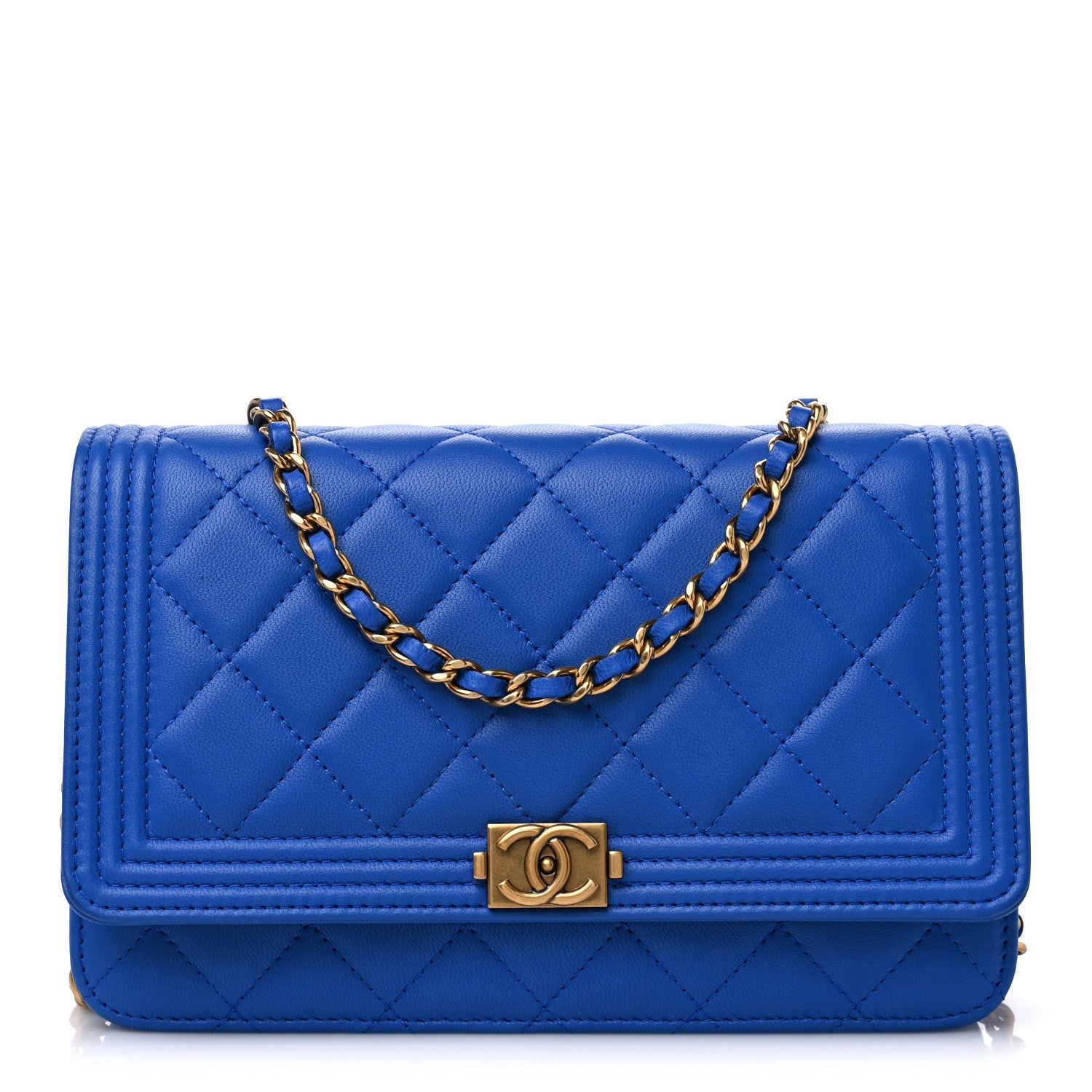 Chanel Lambskin Quilted Boy Wallet On Chain WOC Blue 1351216 – FASHIONPHILE