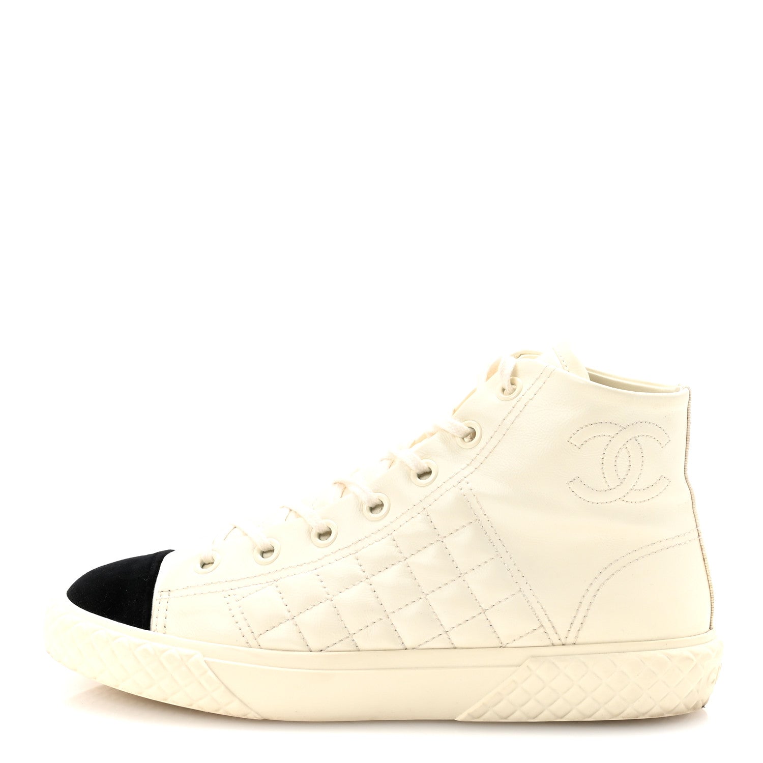 Chanel Calfskin High Top CC Sneakers 40 Ivory Black 1796136 – FASHIONPHILE