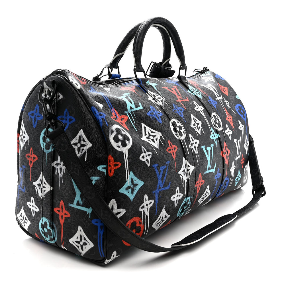 Louis Vuitton Monogram Eclipse LV Graffiti Keepall Bandouliere 50 ...