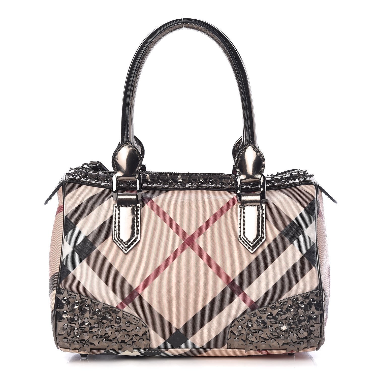Burberry Patent Supernova Check Studded Stars Chester Bowling Bag Dark ...