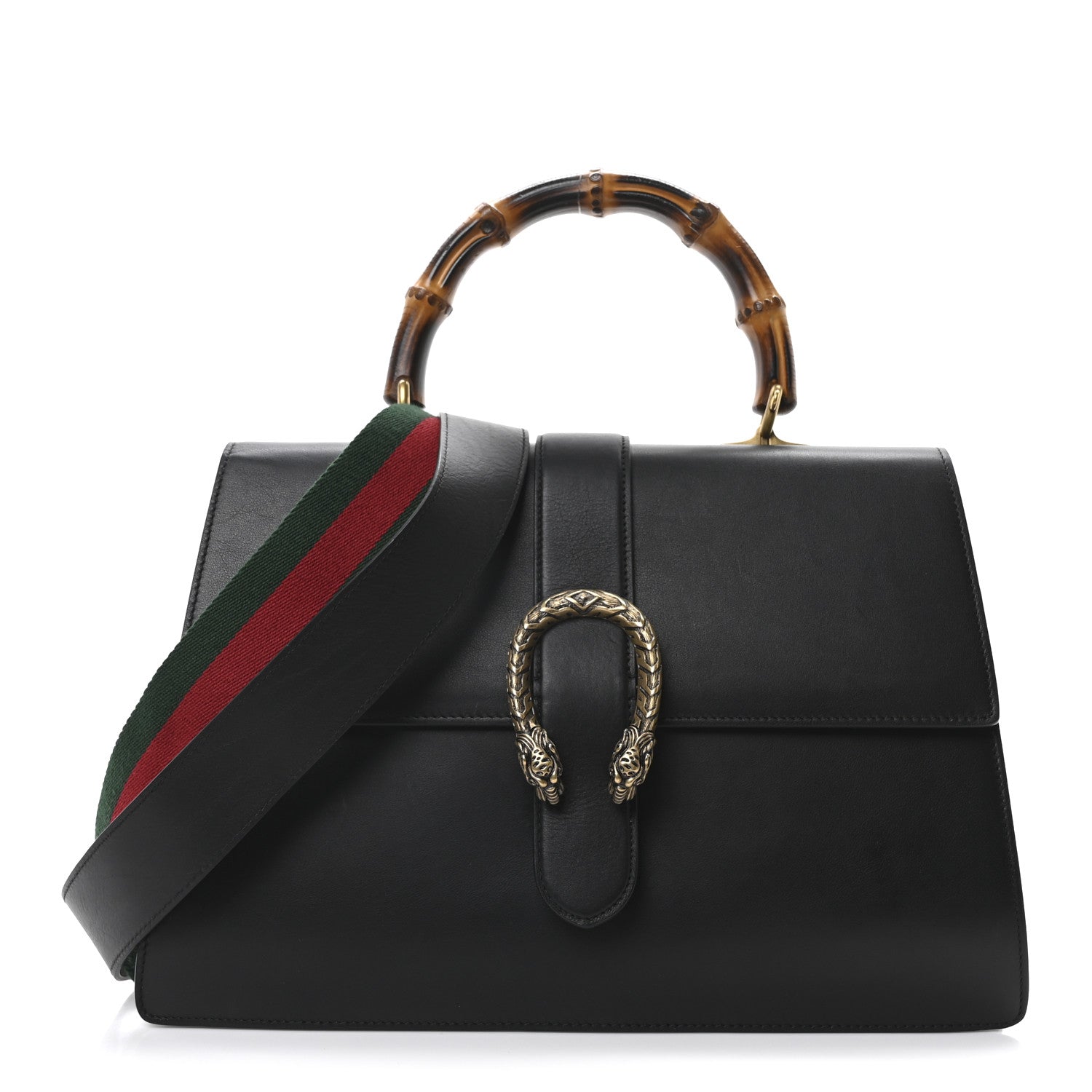 Gucci Moon Calfskin Web Large Dionysus Bamboo Top Handle Bag Black ...