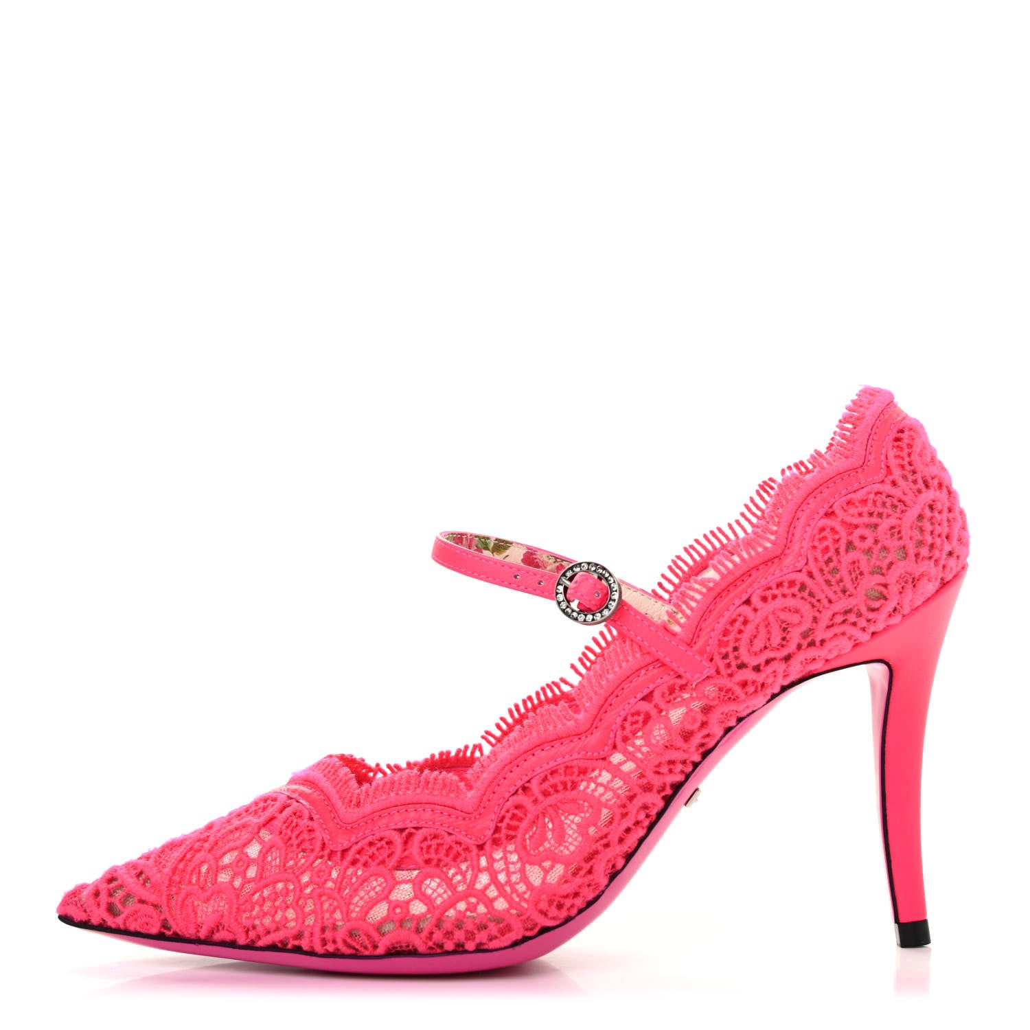 Gucci Lace Pizzo Venice Pumps 35 Fuxia Fluo Mystic White 882500 ...