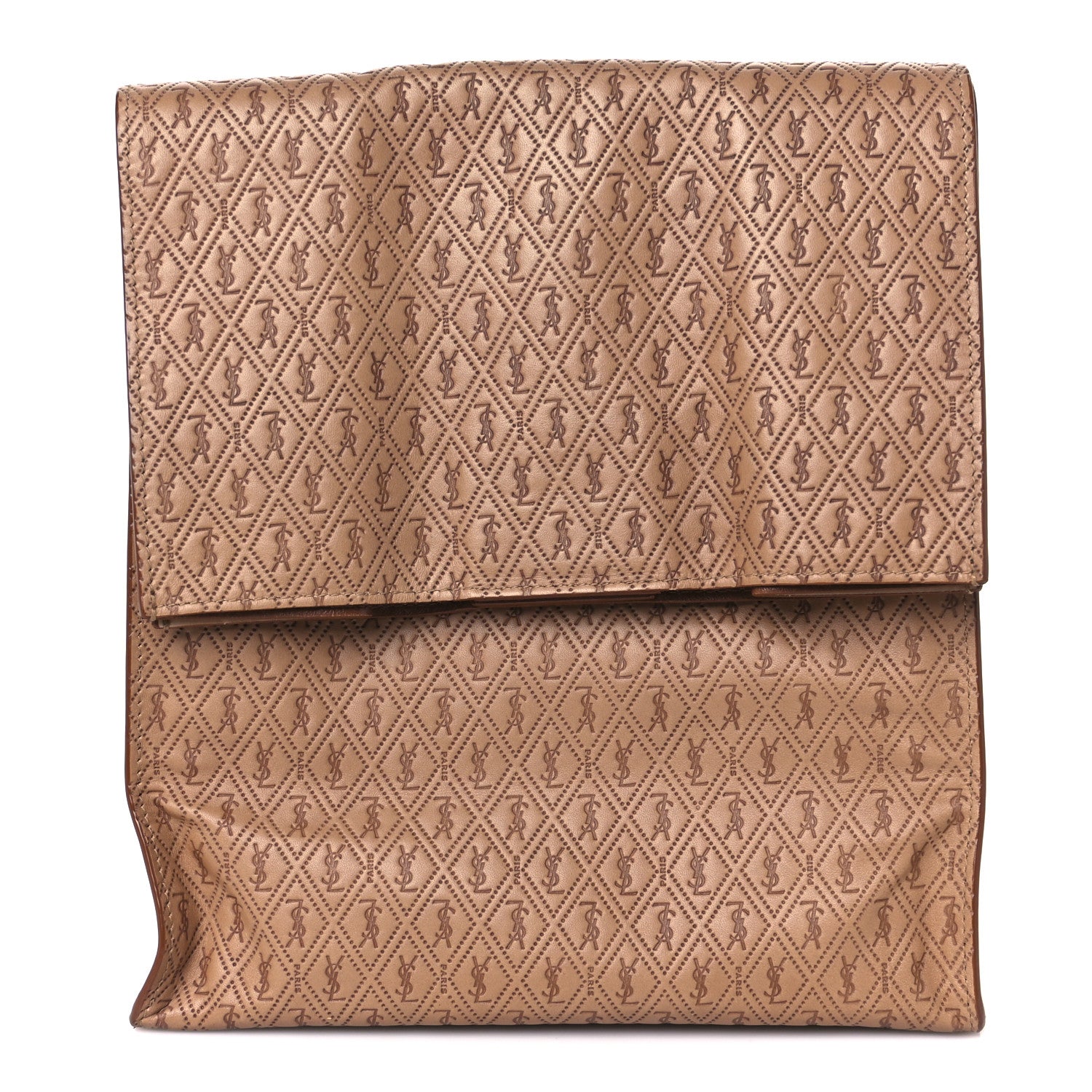 Saint Laurent Calfskin Monogram Deli Paper Bag Vintage Beige 1761193 ...