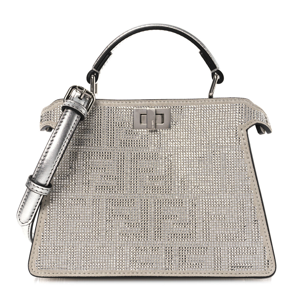 Fendi Crystal Vitello Laminato FF Petite Peekaboo I SEE U Satchel ...