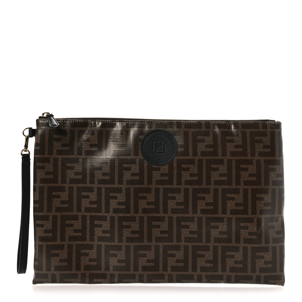 Fendi Glazed Fabric Vitello Century FF 1974 Stamp Patch Large Flat ...
