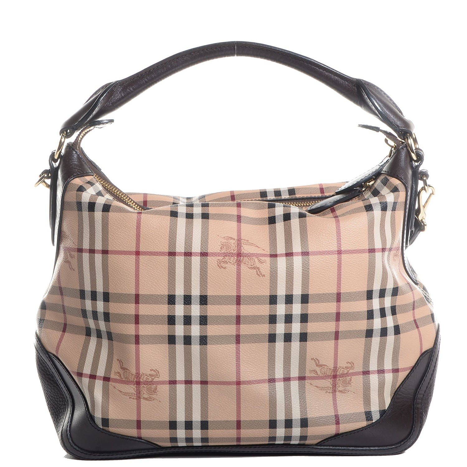 Burberry Haymarket Check Hobo Chocolate 98446 – FASHIONPHILE