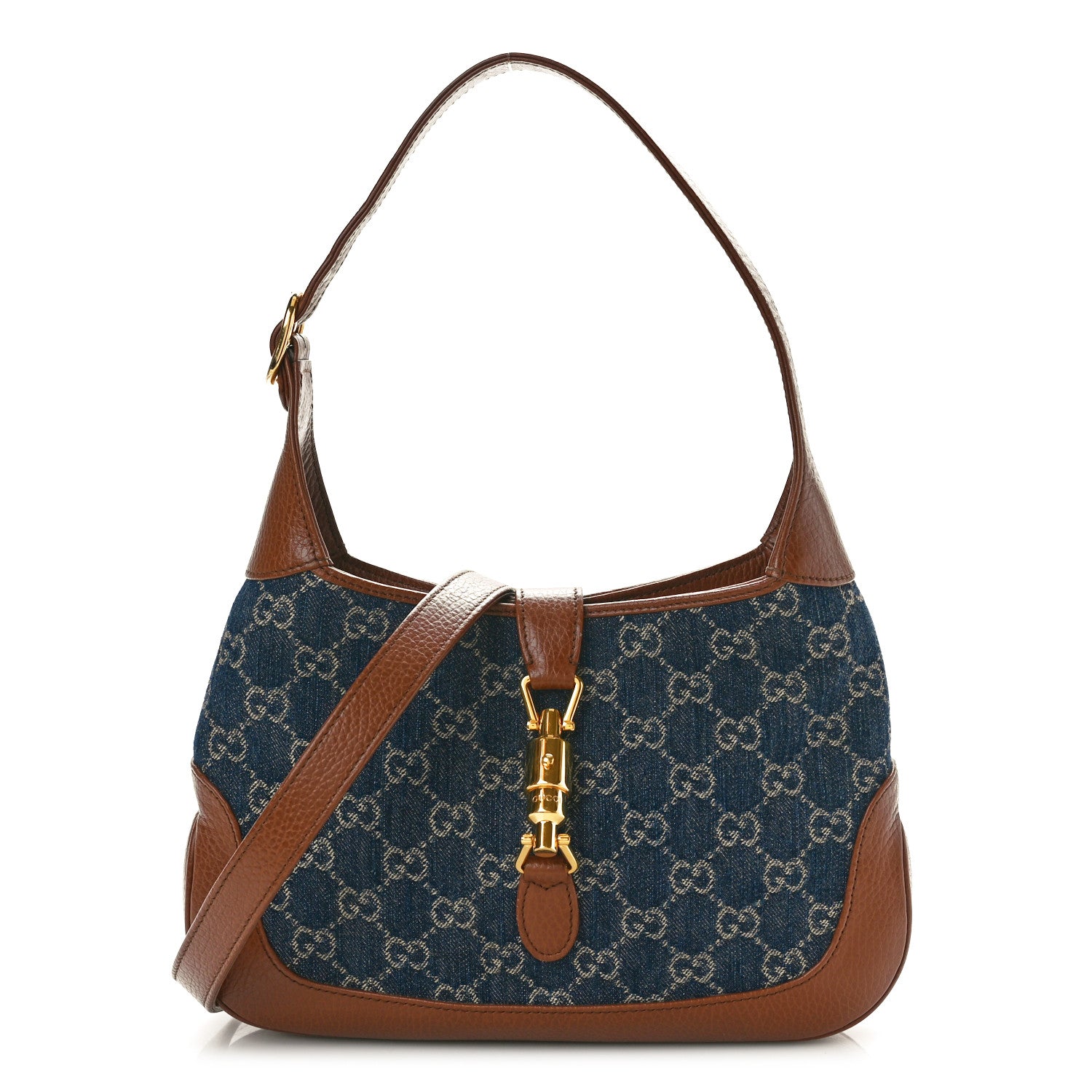 Gucci New Denim GG Monogram Calfskin Small Jackie 1961 Hobo Blue Tea ...